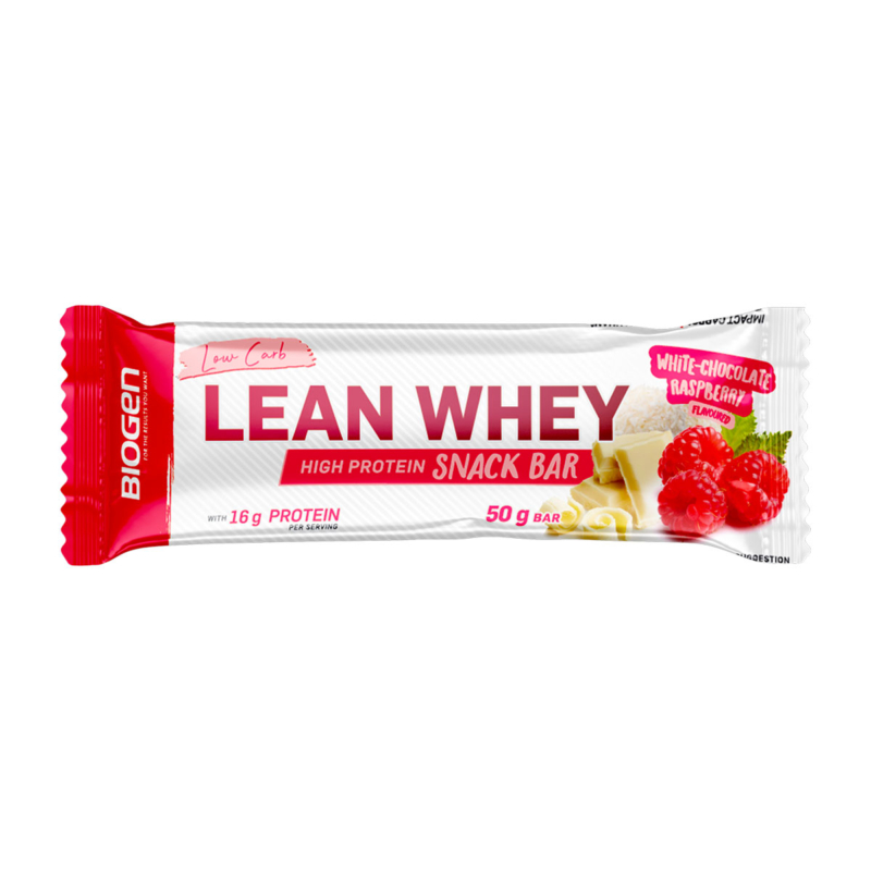 Biogen Lean Whey Protein Bar Raspberry White Choc - 50g